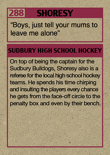 Cuyler Smith “288- Shoresy Referee” Trading Card – Gallery1988