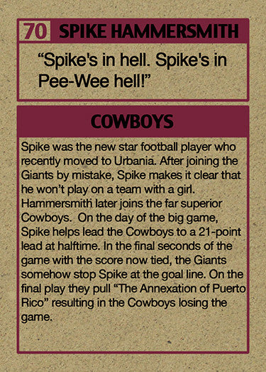 Cuyler Smith “70 - Spike Hammersmith” Trading Card – Gallery1988