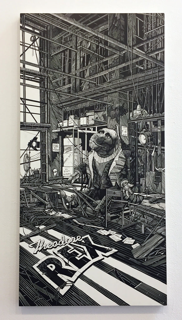 Daniel Danger "the Theodore Rex costume rotting away in a prop warehou ...